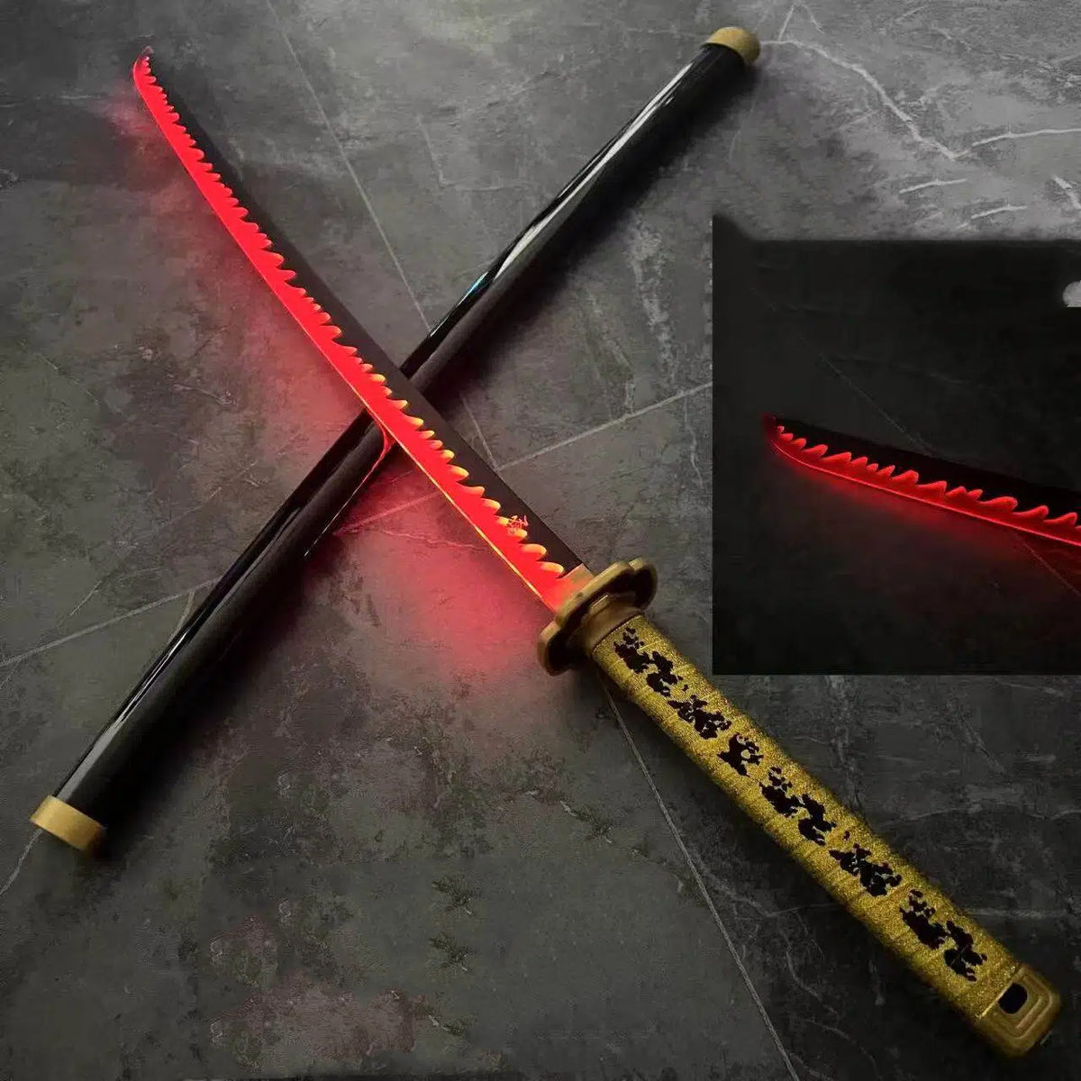 Demon Slayer Yoriichi Tsugikuni Light up Wooden Katana (Red) G205 ...