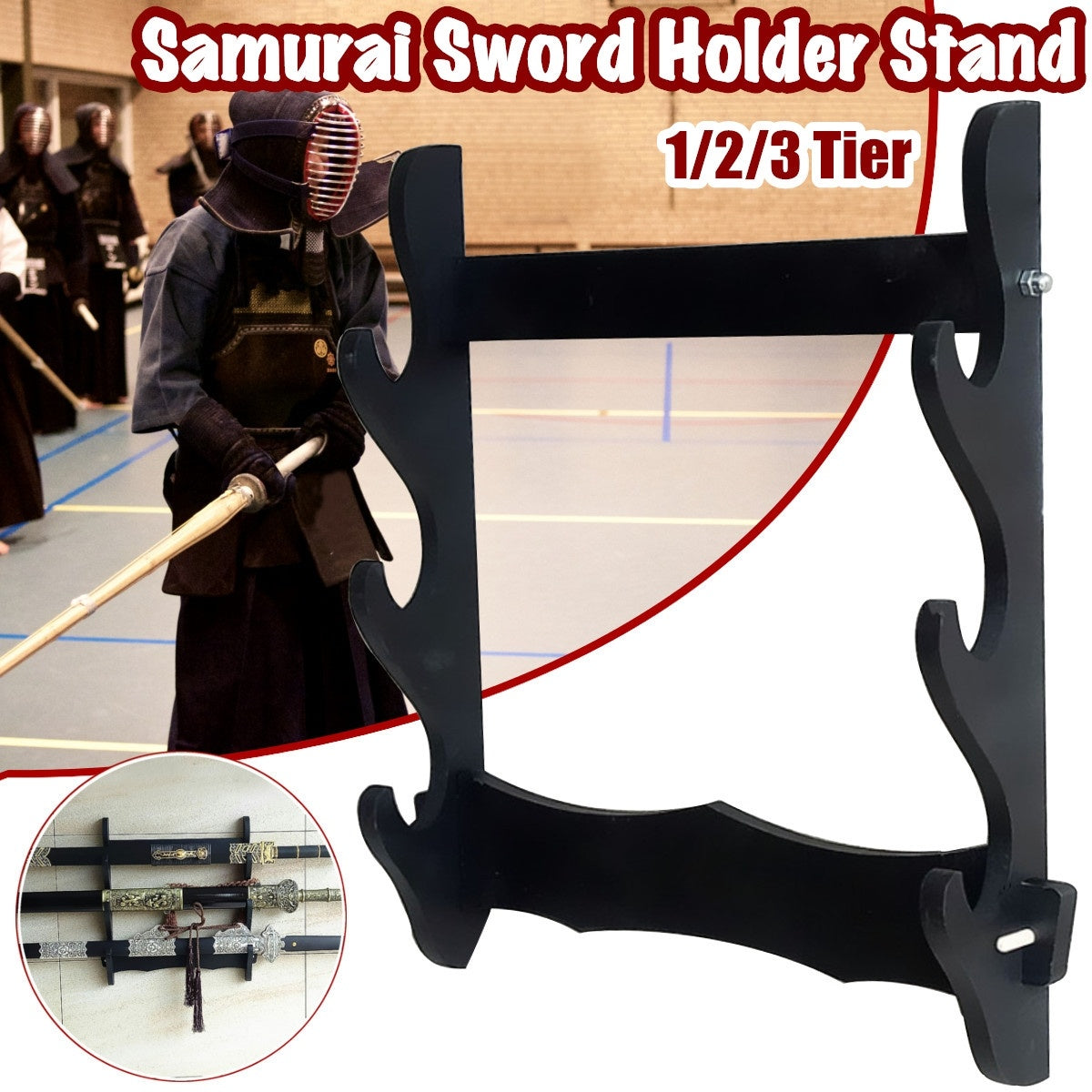 1/2/3/4 Tier Samurai Sword Holder Stand Wall Mount Display for Metal S ...
