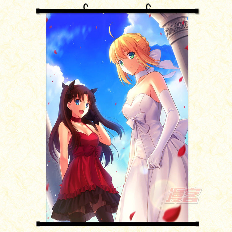 Wall Scroll - Fate Rin Tohsaka & Saber — Anime House