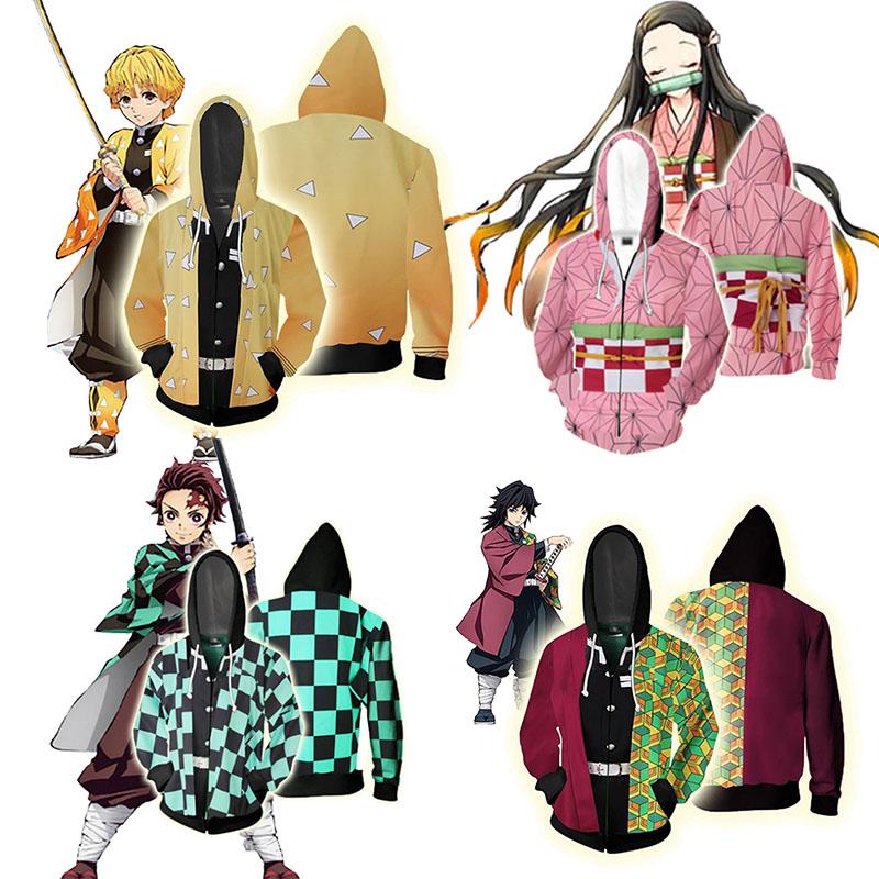 Demon Slayer Tanjiro Nezuko Zenitsu Giyū Jumper Hoodie Clothes — Anime ...